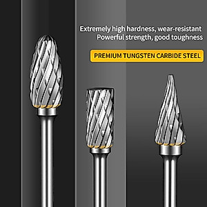 Carbide Burr Set Compatible with Dremel Rotary Tool 10Pcs Die Grinder Bits Rotary File Rasp with 1/8" Shank Tool Accessories for Attachments Cutting Burrs Metal Grinding Engraving Porting Double Cut