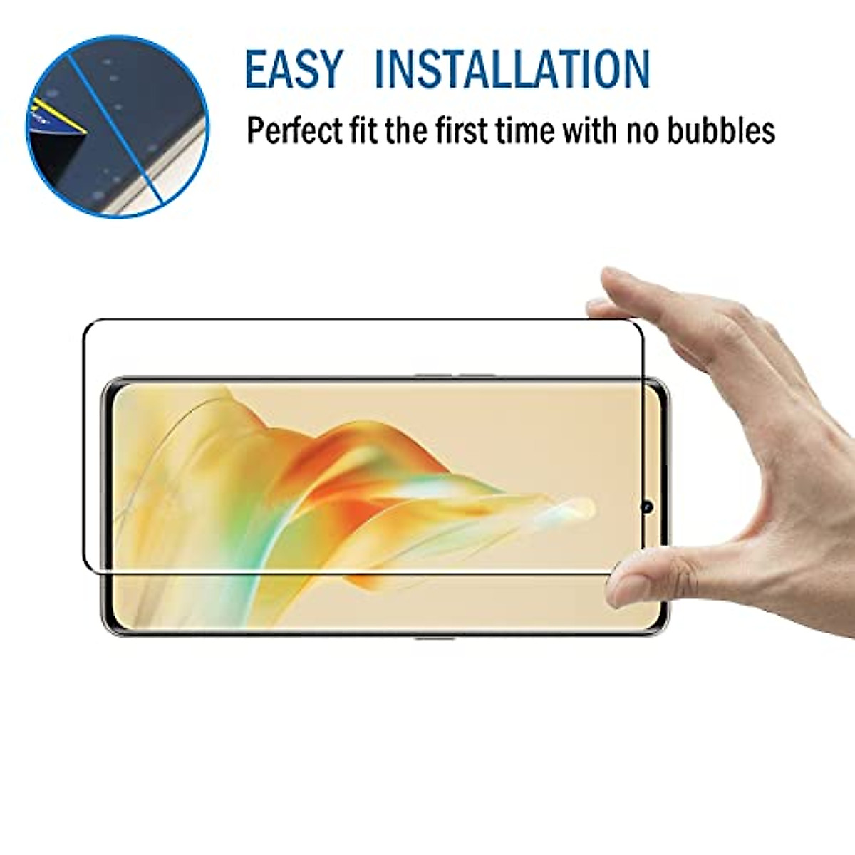 Natbok 2 Pack for OPPO Reno 8T 5G Screen Protector,9H Tempered Glass Film,HD Clear Scratch Resistant,Case Friendly Bubble-Free Easy Installation for OPPO Reno 8T 5G Glass Screen Protector