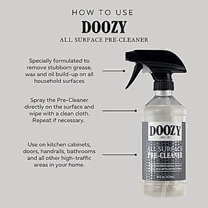 Doozy All Surface Pre-Cleaner - Pre Treatment to Easily Remove Built Up Grease, Grime, Dirt, Wax & Oil on Furniture, Wood, Glass, Plastic, Metal, Ceramic & Household Surfaces - 16 Ounce