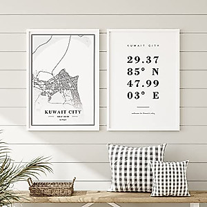 Dear Mapper Kuwait View Abstract Road Modern Map Art Minimalist Painting Black and White Canvas Line Art Print Poster Art Print Poster Home Decor (Set of 3 Unframed) (12x16inch)