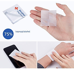 Alcohol Prep Pads, 75% Alcohol Cotton Slices, 100 Pcs Alcohol Gauze Pads Individually Wrapped Swap Pad Wet Wipe, 6 x 6cm/2.36in x 2.36in