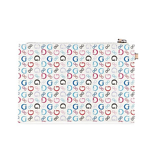 GUESS Women's Pastel Rainbow Logo Large Zip Wristlet Wallet Clutch Bag - White Multi