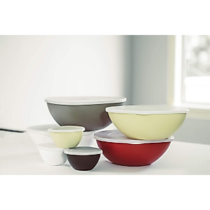 Coza Stackable and Unbreakable Serving Bowl for Mixing, Serving, Salad or Dessert with Lid- Set of 6 (3 Bowls + 3 Lids) (Black)