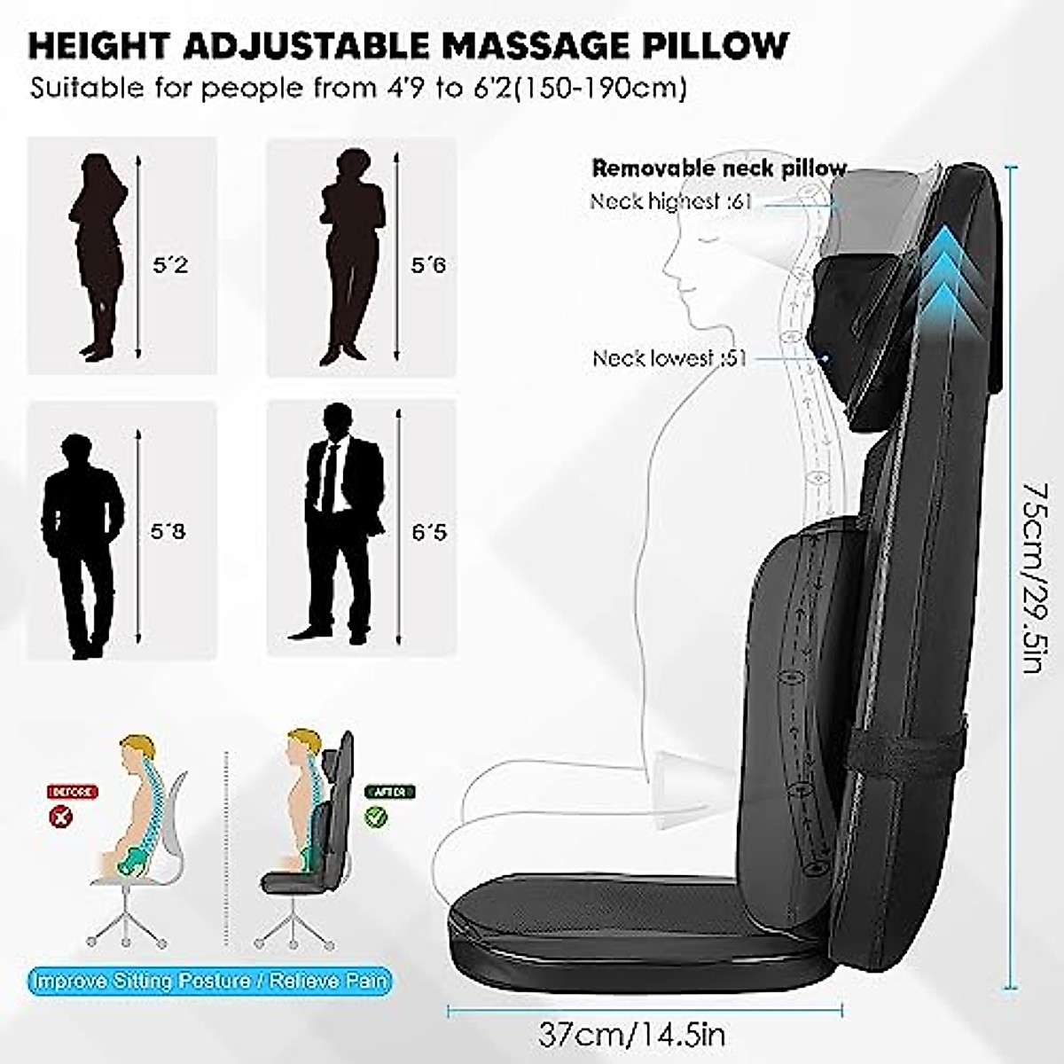 Mercy TOP Massage Chair Pad Massagers for Neck and Back Gifts for Men Women Mom Dad Massager Chair Pad for Back for Home Office use
