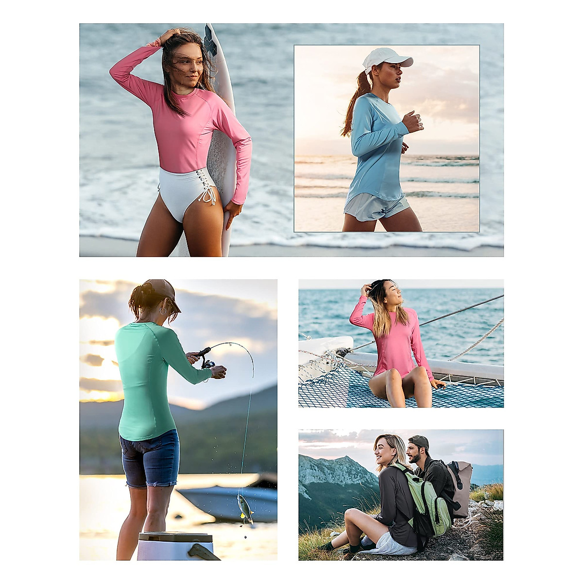 Roadbox Long Sleeve UV Sun Shirts for Women UPF 50+ Sports Athletic Undershirts