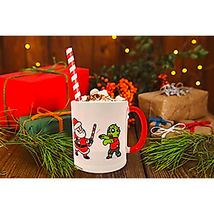 Mug of Geek Christmas Mug, 11 oz Ceramic Christmas Coffee Cup, Santa Vs Zombie Color Changing Mug with Dual Sided Dishwasher Safe Art – Cute Christmas Mug Stocking Stuffer Gift for Hot and Cold