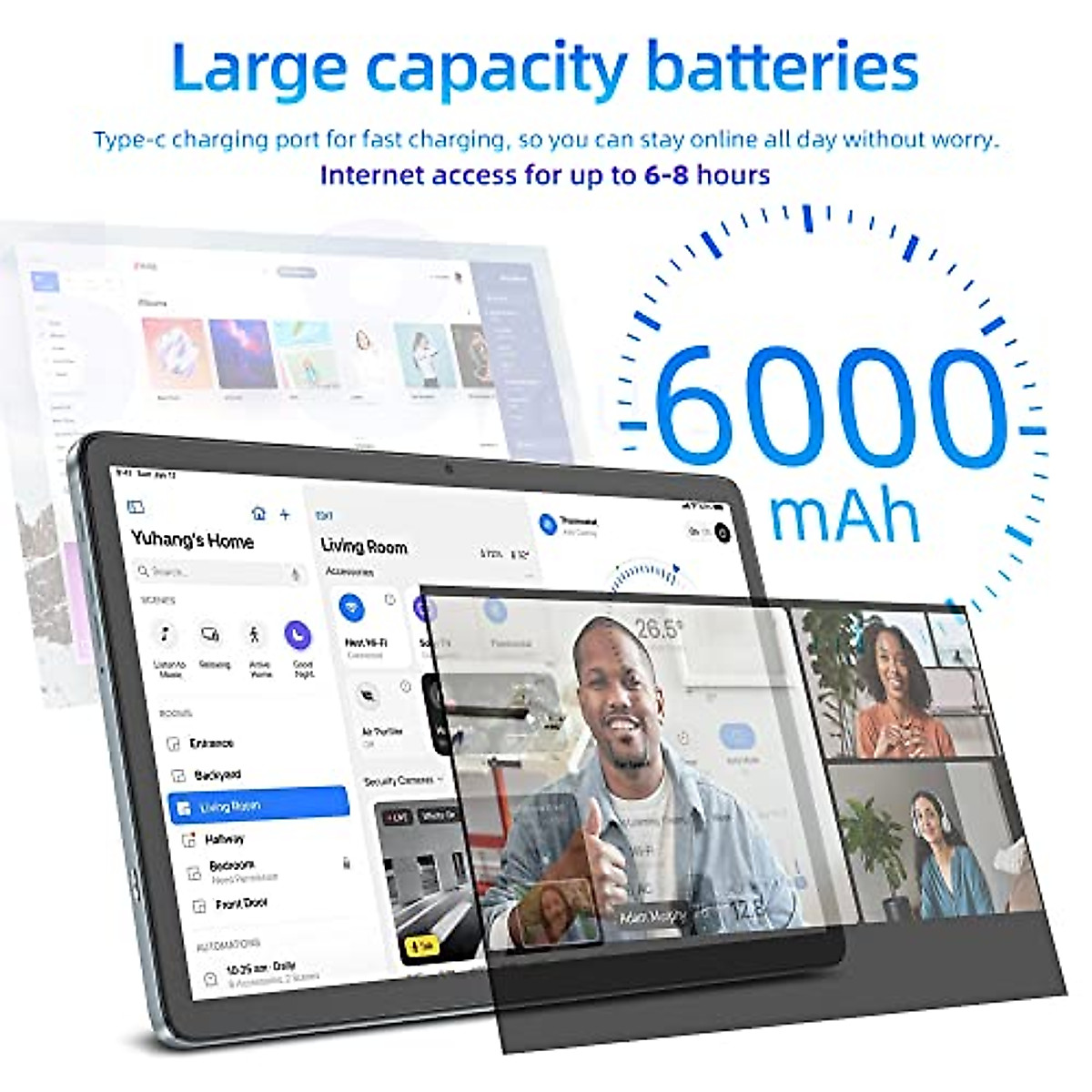 jumper 10 Inch Tablet, Android 12 Tablets with 2.0GHz Octa-Core Processor, 8GB RAM 128GB Storage, Full HD IPS Touch Screen, 13+5MP Dual Camera, Dual Speakers, 6000mAh Battery, Bluetooth5.0, GPS.