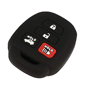 EXUNTECH 2Pcs Rubber Silicone Key Fob Cover Remote Keyless Protector Bag Holder for Toyota Camry Avalon Corolla RAV4 Highlander Venza HYQ12BDM, Black Pink