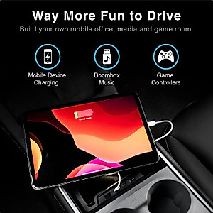 JOWUA USB hub with LED Light Compatible for 2021-2023 Tesla Model Y & Model 3 with Dual USB-C Ports