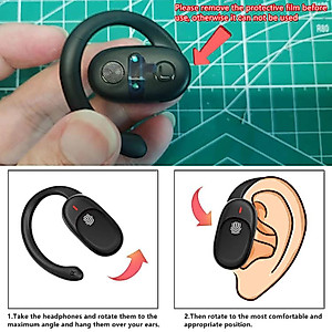 JQQLKJOE Open Ear Air Conduction Headphones,Wireless Sports Earbuds with Mic– 130° Adjustable,Open Ear Headphones Wireless Bluetooth for Music/Gaming/Running/Working