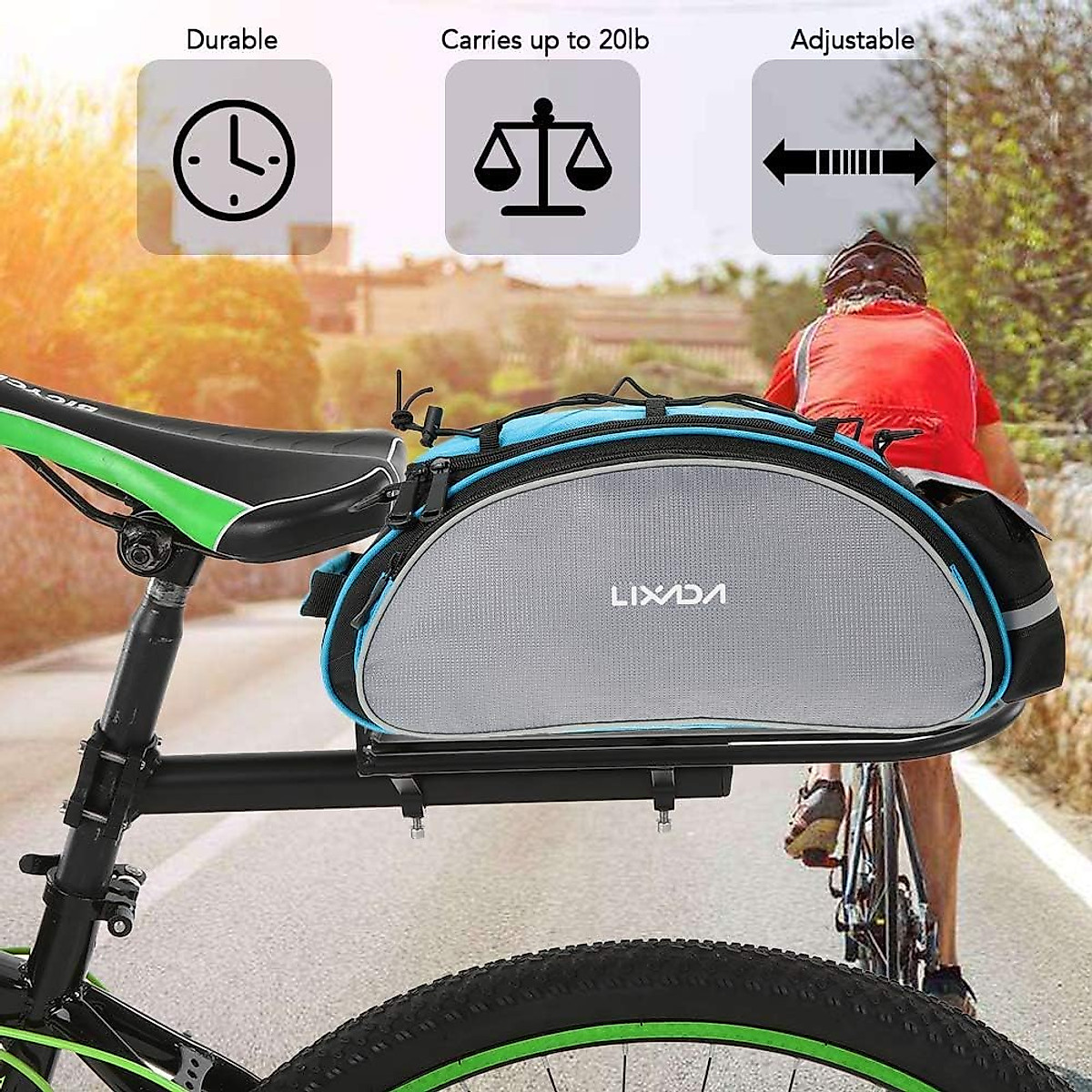 Lixada Bicycle Luggage Rack Retractable Aluminum Alloy Bicycle Holder Bicycle Rear Post Rack Bicycle Bag Luggage Cargo Carrier Rack
