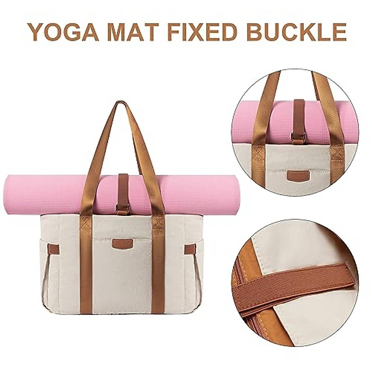 CLUCI Tote Bag for Women Travel Shoulder Bag Middle Tote Handbags with Yoga Mat Buckle for Gym,Work