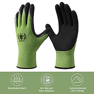 Pleneal Gardening Gloves for Women Men - 6 Pairs Breathable Garden Gloves with Grip, Latex Coated Outdoor Working Gloves for Lawn Yard, Medium Size Fits Most