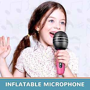 Zhanmai 12 Pieces Inflatable Microphones Blow up Microphone Plastic Microphone Props Blow up Microphones Toys for Musical Concert Themed Party Cosplay Stage Birthday Decoration Supplies, Random Colors