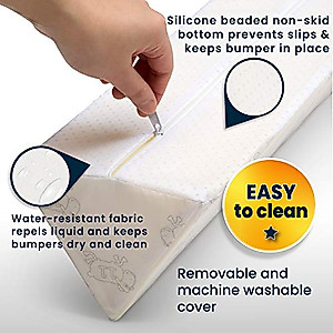 Serta Perfect Sleeper Extra Long Foam Bedrail - Guardrail for Toddlers & Kids with Water-Resistant, Non-Slip & Machine Washable Cover - 1pk, White