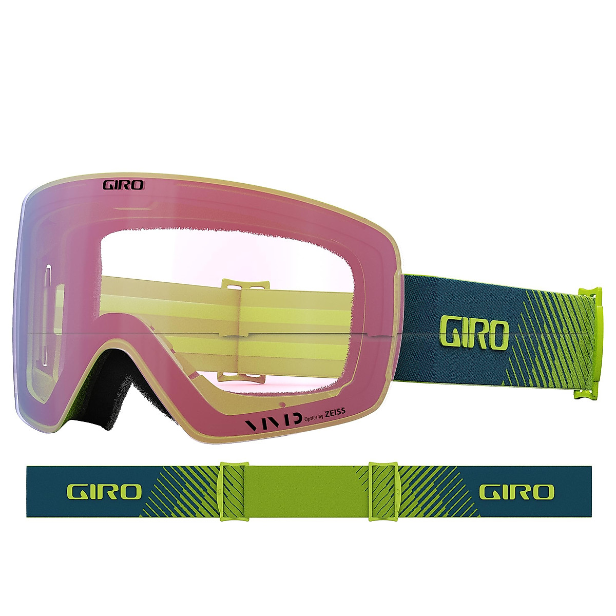 Giro Contour Ski Goggles - Snowboard Goggles for Men & Women - Black Wordmark Strap with Vivid Emerald/Vivid Infrared Lenses