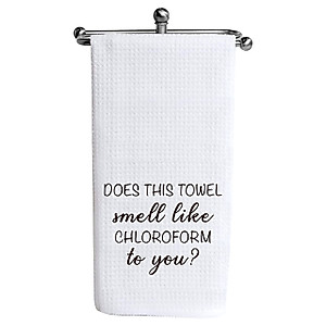Myakako Does This Towel Smell Like Chloroform to You Funny Kitchen Towels, Flour Sack Towel, Funny Hand Towel for Bathroom Housewarming