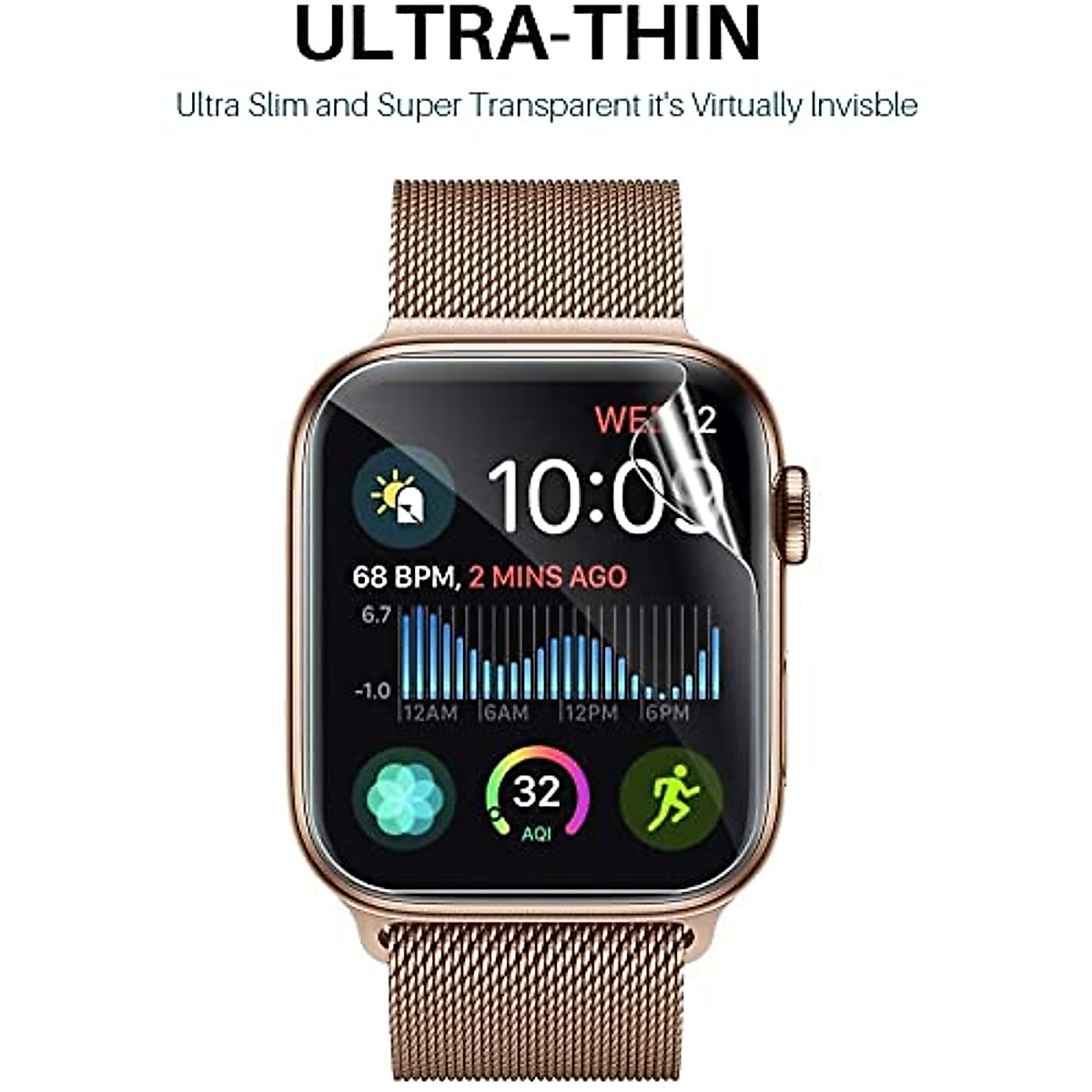 LϟK 6 Pack Screen Protector Designed for Apple Watch 44mm Series 6 5 4 SE / 42mm Series 3 2, Max Coverage, Bubble Free Flexible Soft TPU for iWatch 44mm 42mm