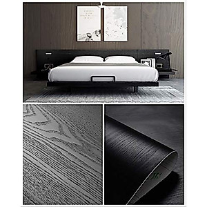 Abyssaly Black Wood Peel and Stick Paper Decorative Self-Adhesive Film for Surfaces Easy to Clean Thickening Upgrade Increase Stomata and Reduces Bubble Generation 11.8 Inch X 78.7 Inch