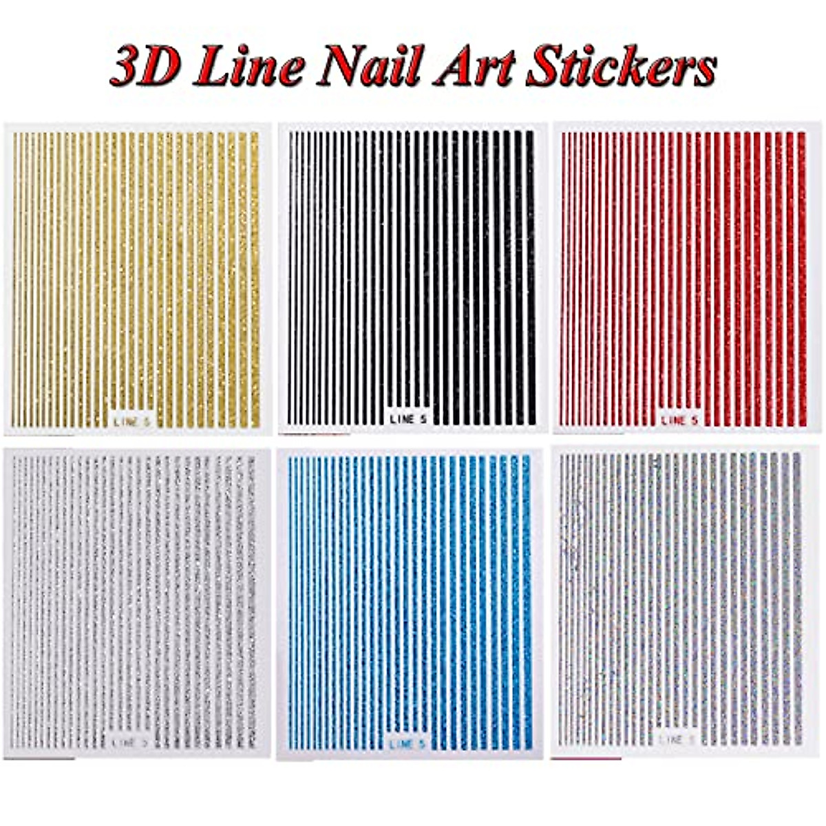 Line Nail Art Stickers Decals 3D Holographic Line Nail Stickers 6Pcs Rose Gold Silver Metal Stripe Nail Decals Geometric Stripe Line Curve Adhesive Nails Art Supplies Sliders for Women Manicure Decor