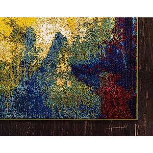 Unique Loom Estrella Collection Colorful, Abstract, Watercolor, Modern, Eclectic Area Rug, 7 ft x 10 ft, Multi/Beige