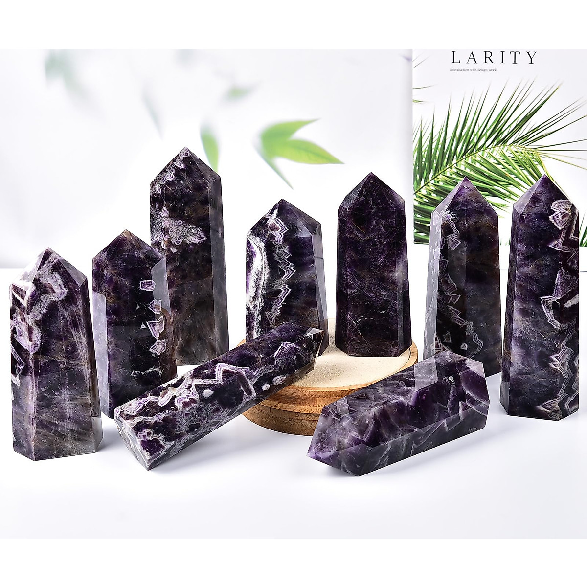 MOGEMT Large Dream Amethyst Healing Crystal Wand Point Obelisk Tower 6 Faceted Reiki Chakra Meditation Therapy 1.5-2.0 LBS