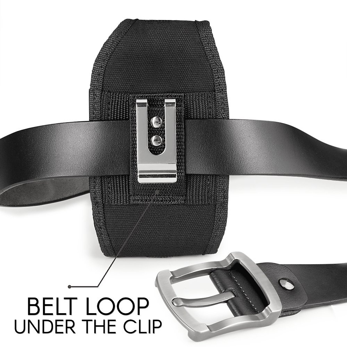 AGOZ Large Scanner Holster, Rugged Vertical Case Pouch for Zebra TC75x, TC75, TC70x, TC70, TC72, TC77, M60, MC65, MC67 Mobile Computer Handheld Barcode Scanner Holder with Metal Belt Clip, Belt Loops