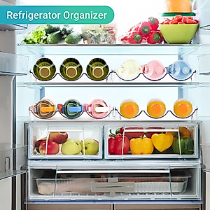 Stackable Water Bottle Organizer for Cabinet, Pantry, Freezer - Plastic Water Bottle Holder and Wine Rack Storage Organizer for Kitchen Countertops, Fridge - Holds 3 Bottles Each