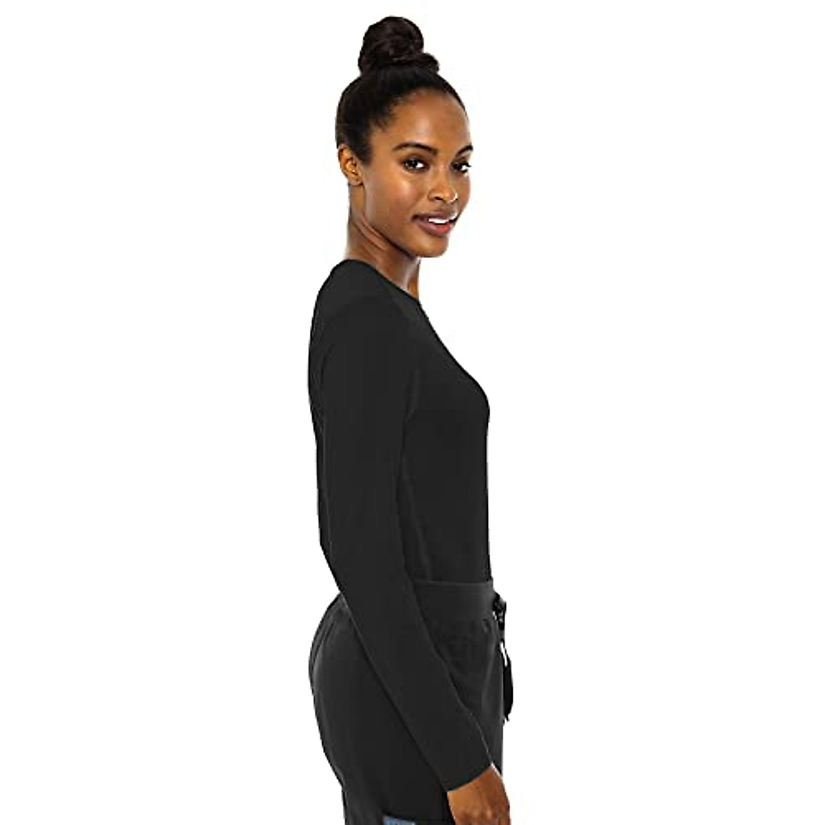 Med Couture Women's 'Activate' Performance Long Sleeve Knit Tee, Black, Large
