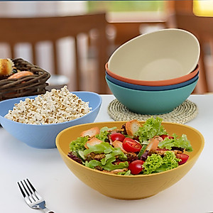 Homienly 60oz Wheat Straw Bowls Set of 6 Salad bowls Large Capacity Soup Bowls Unbreakable Serving Bowls Microwave & Dishwasher Safe Bowls Alternative for Plastic Bowls for Kitchen - Multi-colors
