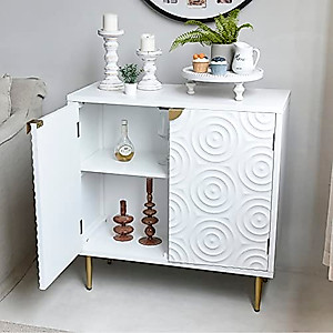 BHG Tree Rings Modern Wood Sideboard Buffet Cabinet, Kitchen Storage Cabinet with Doors, Liquor Cabinet, Dining Room, Hallway, Cupboard Console Table, Accent Cabinet