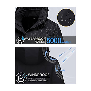 MAGCOMSEN Women Ski Jacket Waterproof Winter Jackets for Women Outdoor Snow Windbreaker Jacket Skiing WWomens Jackets Pure Black XL