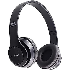 Gaea P47 Wireless Headphones Rechargeable Bluetooth 5.0 Over Ear Headphones Foldable Headset with Built-in Mic Lightweight Headset with Wired Mode for Kids Adults Black
