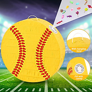Deekin 3 Pcs Softball piñata Set Include piñata with Stick Eye Mask Softball piñata for Kids Music Science School Sports Bridal Shower Birthday Party Decorations Supplies
