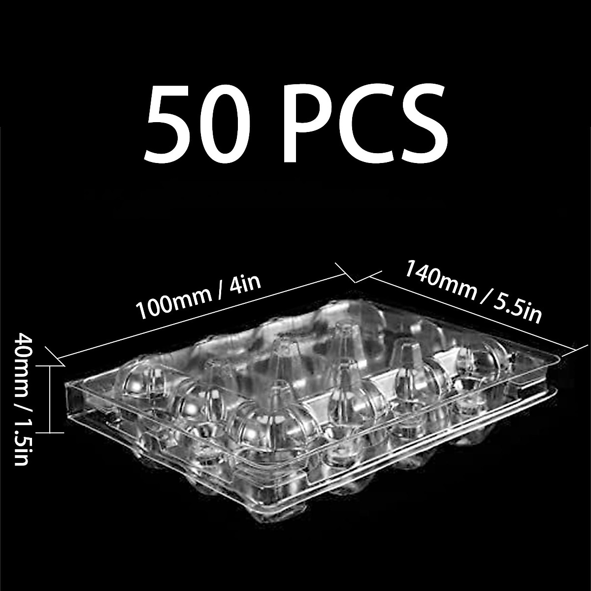 40 Pack Plastic Egg Cartons Cheap Bulk One Dozen Clear Empty Egg Cartons for Chicken Eggs, Reusable Egg Carton for Home Ranch Chicken Farm, Commercial Business Market Display, 2x6 Grids, Medium