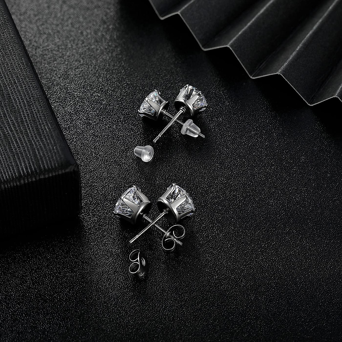 6 Pairs Stainless Steel Stud Earrings Set,Stainless Steel Hypoallergenic Cubic Zirconia Earring Stud earrings Set(6 Pairs)