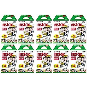 Fujifilm Instax Mini Instant Film (10 Twin Packs, 200 Total Pictures) for Instax Cameras