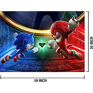 Sonic Birthday Party Supplies, Happy Birthday Backdrop for Sonic Party Supplies, 5 x 3Ft Birthday Backdrop for Sonic Birthday Party Decor