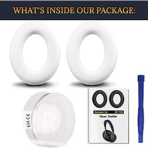 SOULWIT Replacement Earpads for Bose 700 (NC700) Wireless Headphones, Ear Pads Cushions with Softer Leather, High-Density Noise Cancelling Foam, Added Thickness - White
