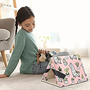 enheng Small Pet Hideout Cute Alpaca Hamster House Guinea Pig Playhouse for Dwarf Rabbits Hedgehogs Chinchillas
