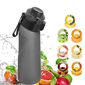 Lyxaof Water Bottle with Flavor Pods 21.9 Oz/650ml Fruit Fragrance Water Bottle Recyclable Sports Air Water Cup Scented Pods for Outdoor (Black 650ML)