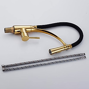 WEITOL Kitchen Sink Faucet for Bar Farmhouse Commercial, Golden Kitchen Faucet, Cold and Hot Water Single Control Mixer Taps, Single Hole Faucet, Spray Head Bubbler Gentle Water Faucet