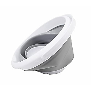 SAMMART 8.5L (2.2 Gallon) Collapsible Plastic Bucket - Foldable Round Tub - Portable Fishing Water Pail - Space Saving Outdoor Waterpot. Size 31cm Dia (White/Grey, 1)