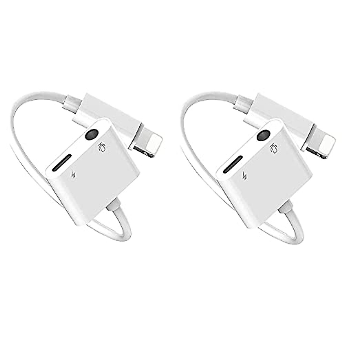 [Apple MFi Certified]2 Pack Charger Headphones Adapter for iPhone,Lightning to 3.5mm Headphone Jack Adapter,2 in 1 Jack Dongle Audio & Charger Splitter Adapter Compatible with iPhone 12/11/XS/XR/X/8/7