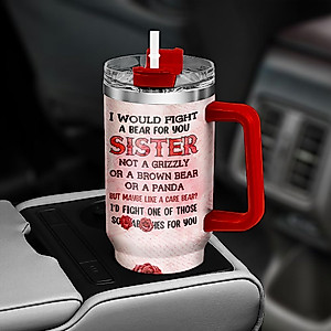 99OWL My Person Rose Flowers, Tumbler 40 Oz With Handle Lid And Straw, Sister Gifts, Handle From Friend Best Stainless Tumblers Insulated Coffee Camelia Flower Quartz Women Hot