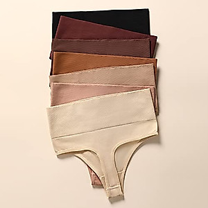 SHARICCA High Waisted Thongs for Women Seamless No Show Womens Panties Thong Underwear Multiple Pack, S, 7P01