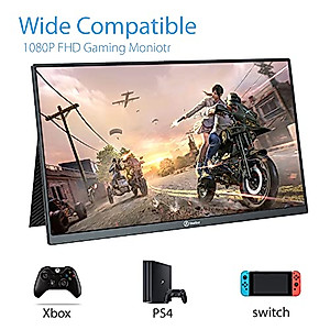 Portable Monitor,15.6 inch 1080P FHD USB C Laptop Monitor HDMI Computer Display External Monitor for Laptop Ultra Slim IPS Screen Gaming Monitor for PC PS4 Xbox Switch Phone, Built in Speaker