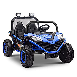 OTTARO 24V 10AH Ride on UTV Cars 2 Seater, Electric Cars Vehicles for Kids Teens,Metal Frame,EVA Wheels, 2x200W Powerful Motors, 20” Large 2 Seats, Bluetooth, Remote Control, Max Speed 4.7Mph(Blue)