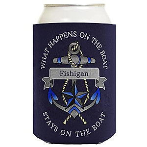 Customized Boating Can Coolies Your Boat Name Custom Sailing Gift Boating Birthday Party Supplies Custom Image Coolie 6 Pack Can Coolie Drink Coolers Coolies Navy