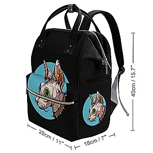 Sphinx Cat Head Diaper Bag Backpack Large Capacity Mommy Bags Multifunction Nappy Bag Travel Back Pack Black-Style